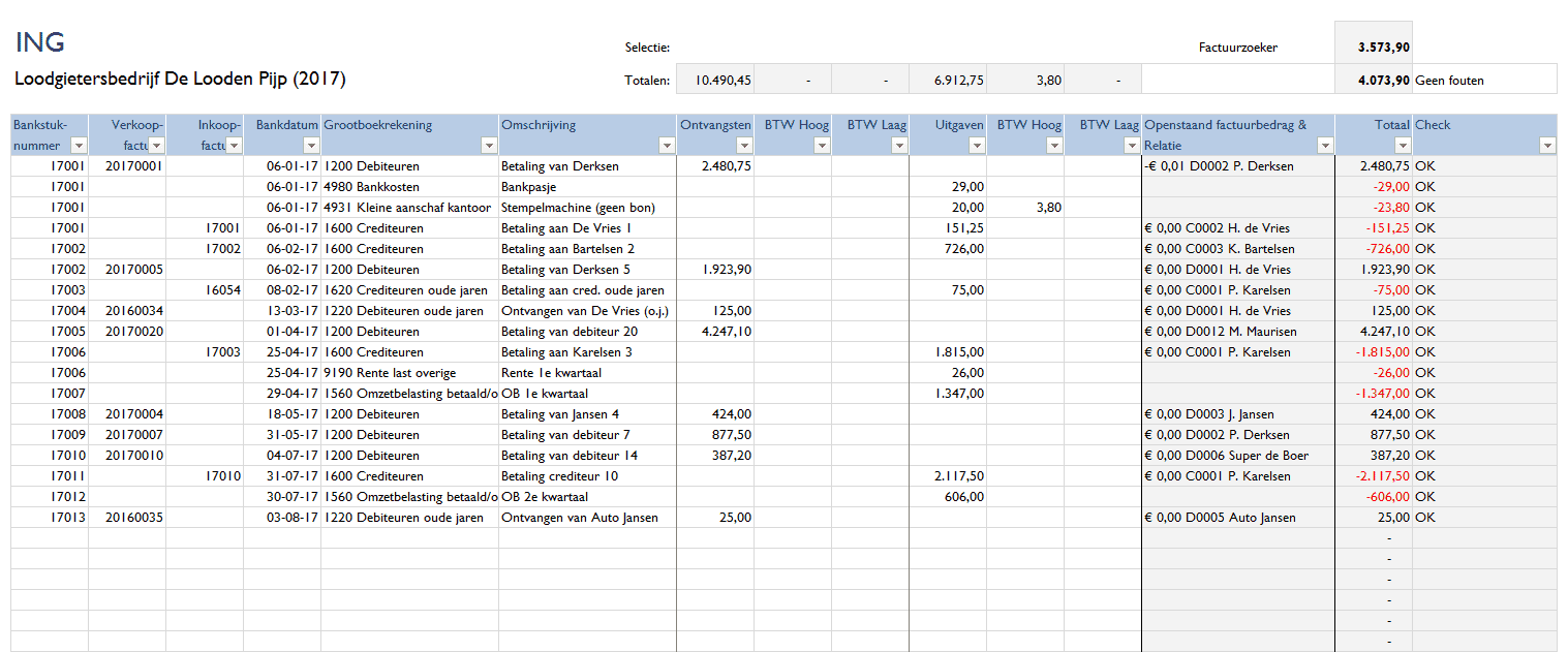 Bank - Boekhouden in Excel