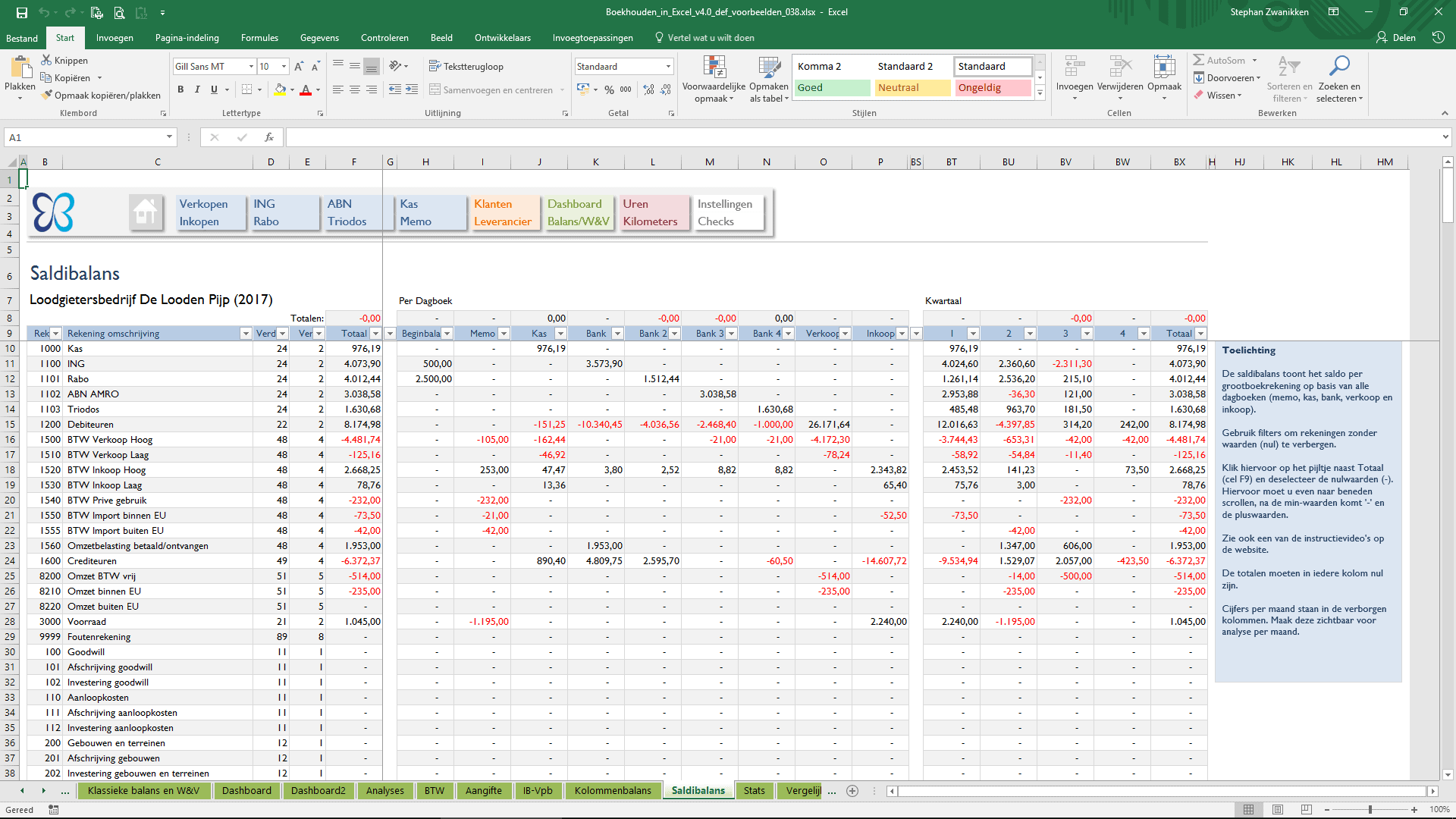 Saldibalans - Boekhouden in Excel
