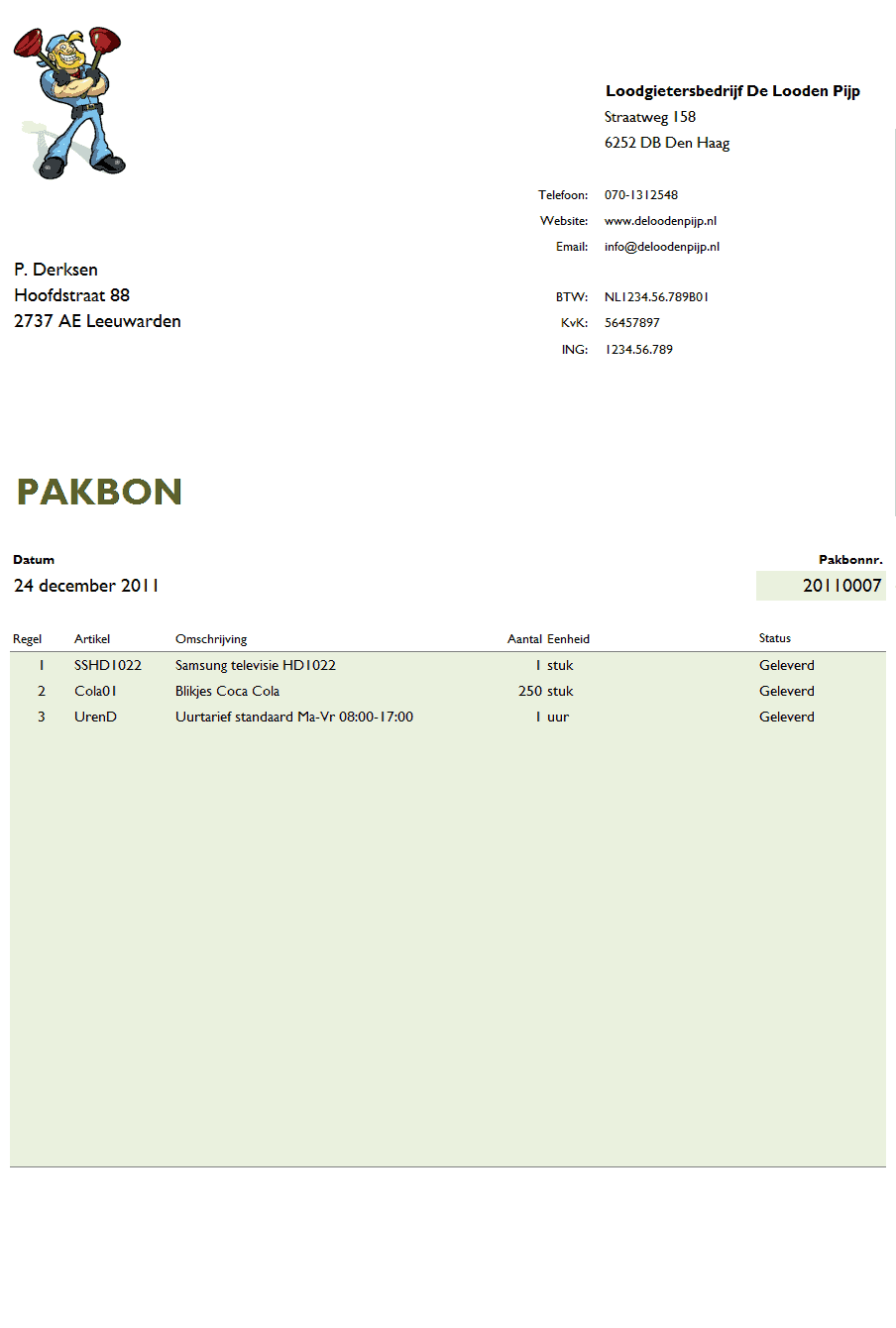 Pakbon - Boekhouden in Excel