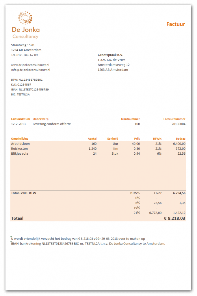 Excel factuur sjabloon (gratis) - Boekhouden in Excel