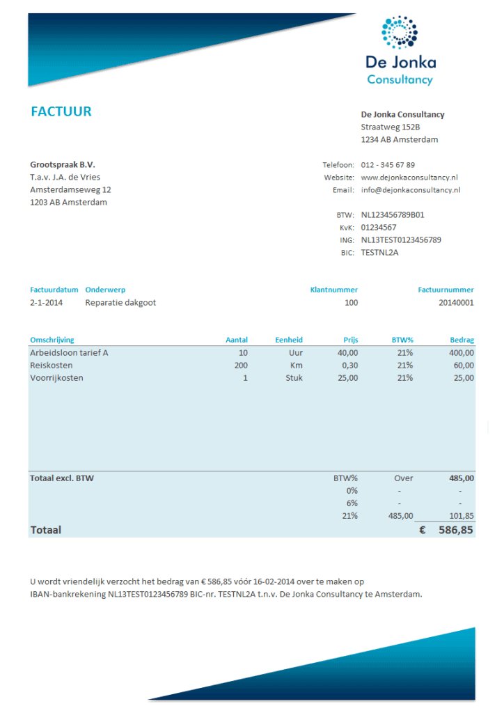 Facturen in Excel Premium Edition met factuurhistorie