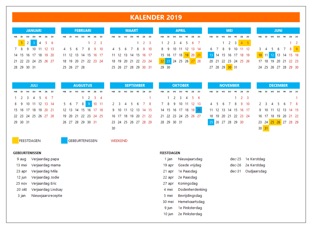 Maak snel en simpel een Excel kalender – kies uit 20 ontwerpen