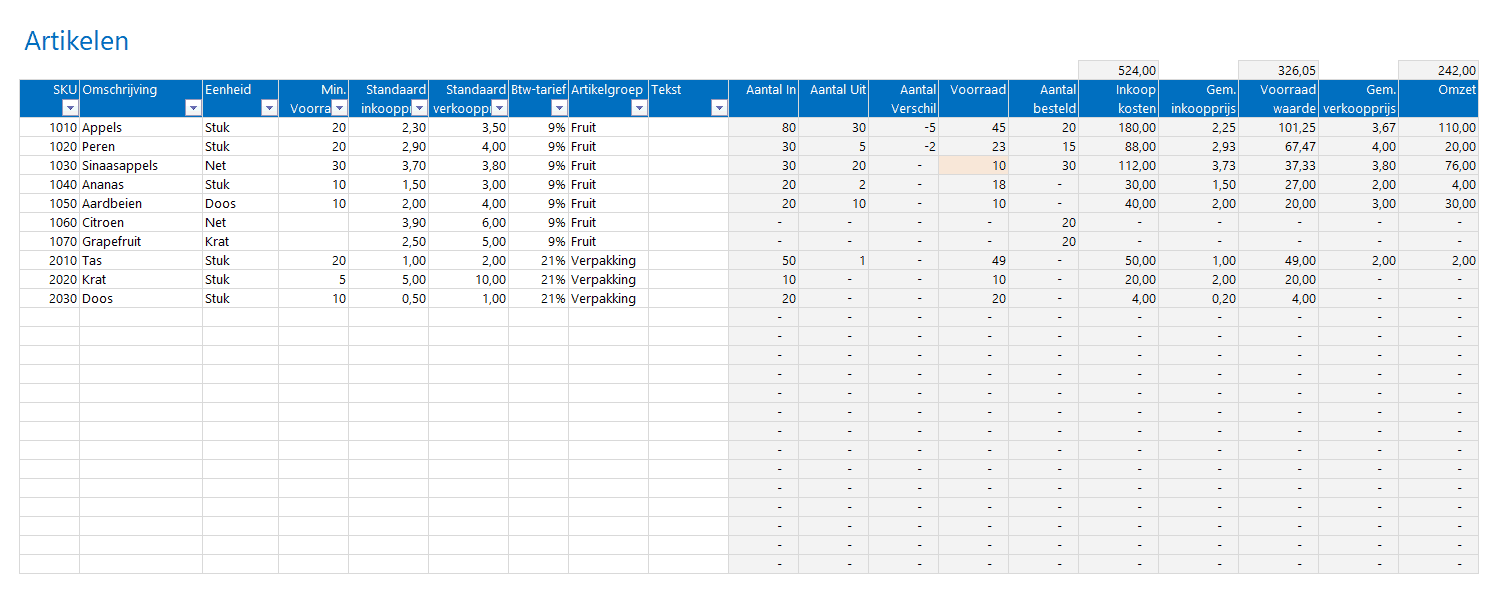 Simpel voorraadbeheer in Excel voor (kleine) ondernemers