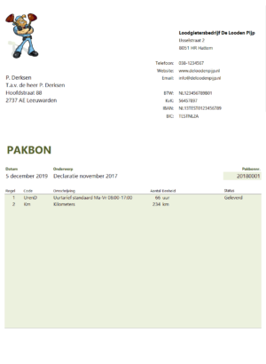 Pakbon - Boekhouden in Excel