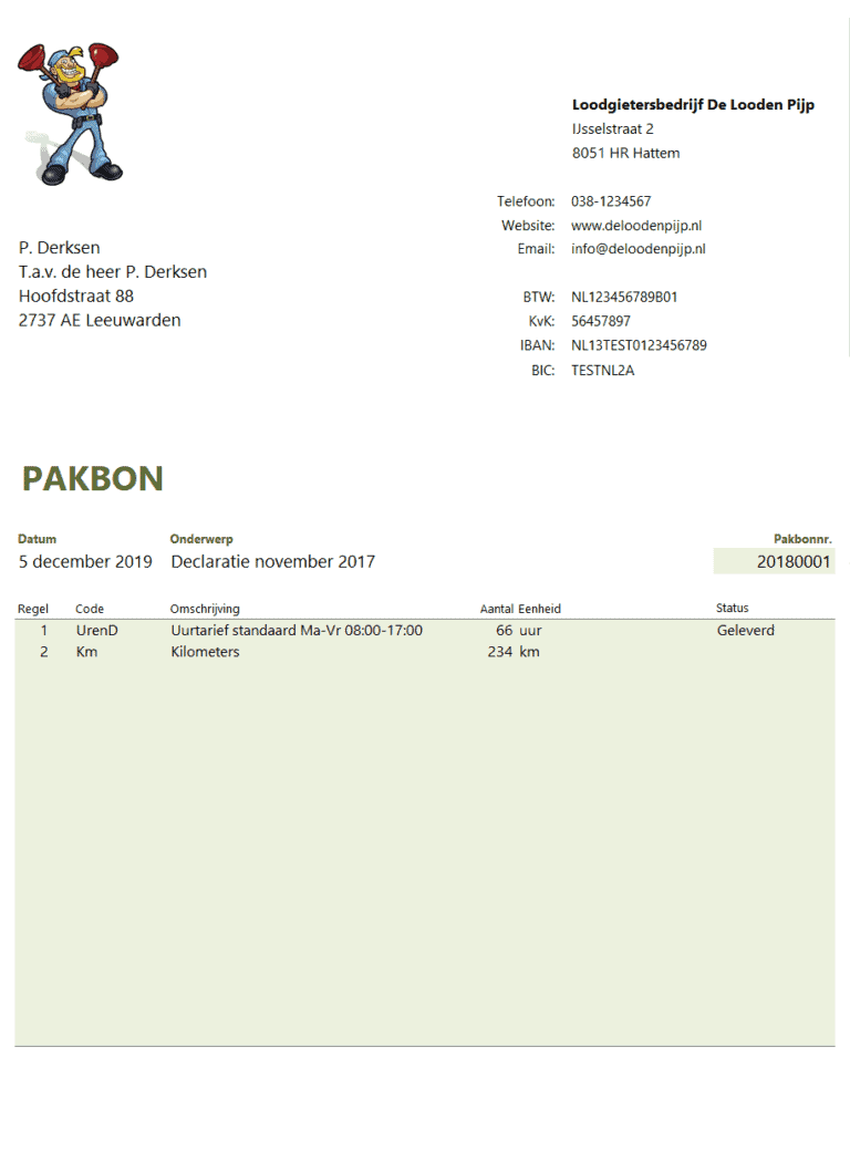 Pakbon - Boekhouden in Excel