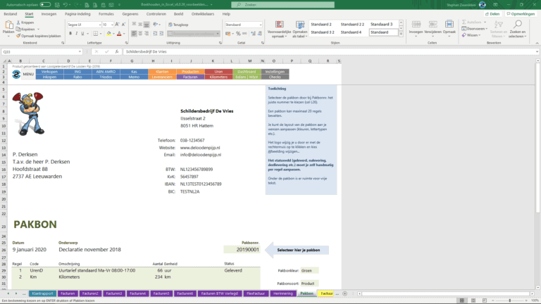Pakbon - Boekhouden in Excel