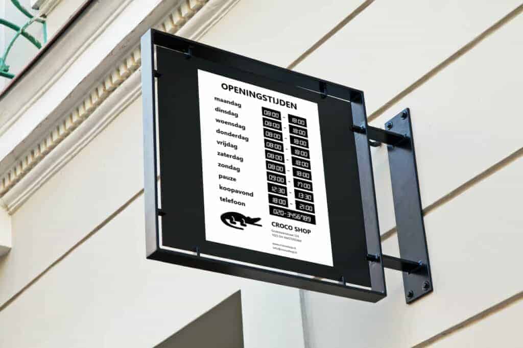 Openingstijden in Excel - maak je eigen bordje - kies uit 6 ontwerpen