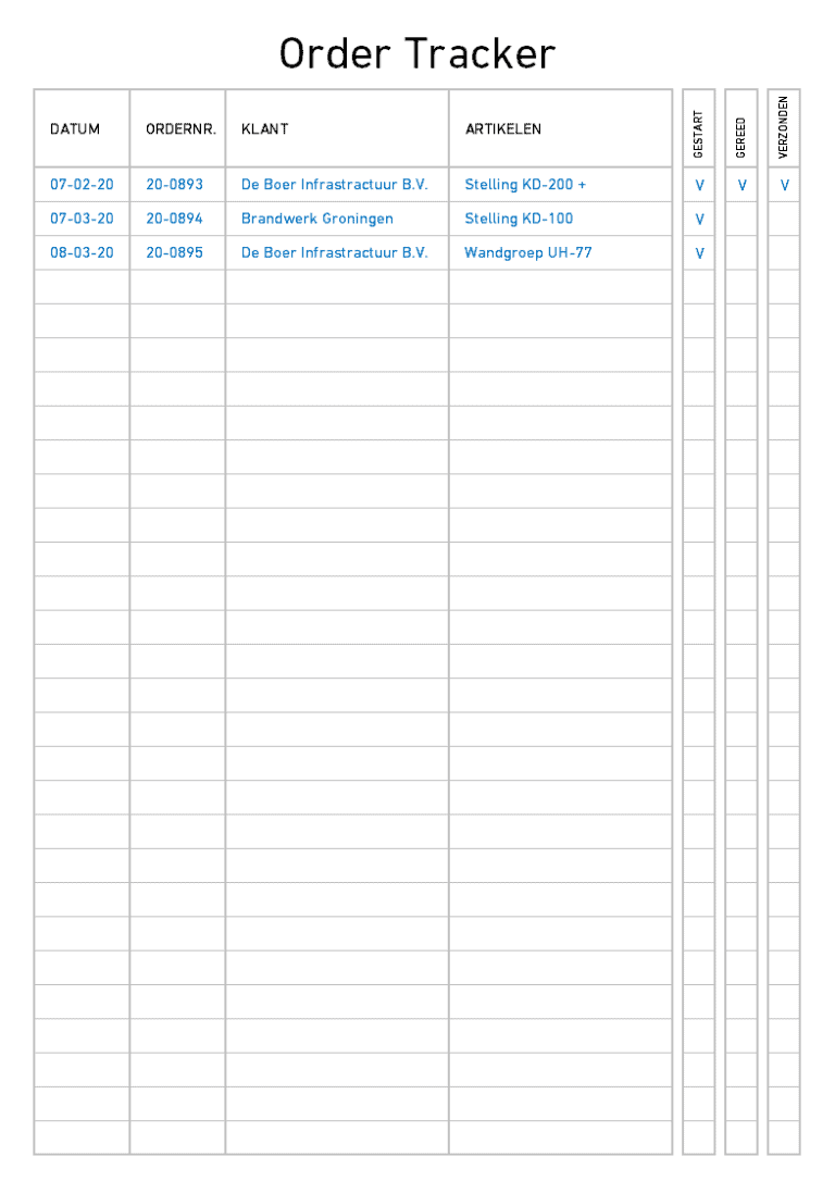 Orderformulier in Excel - handig orders maken en tracken