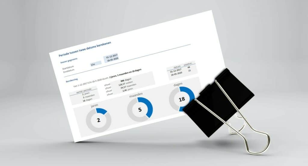 Periode tussen twee datums berekenen in dagen, weken, maanden + jaren