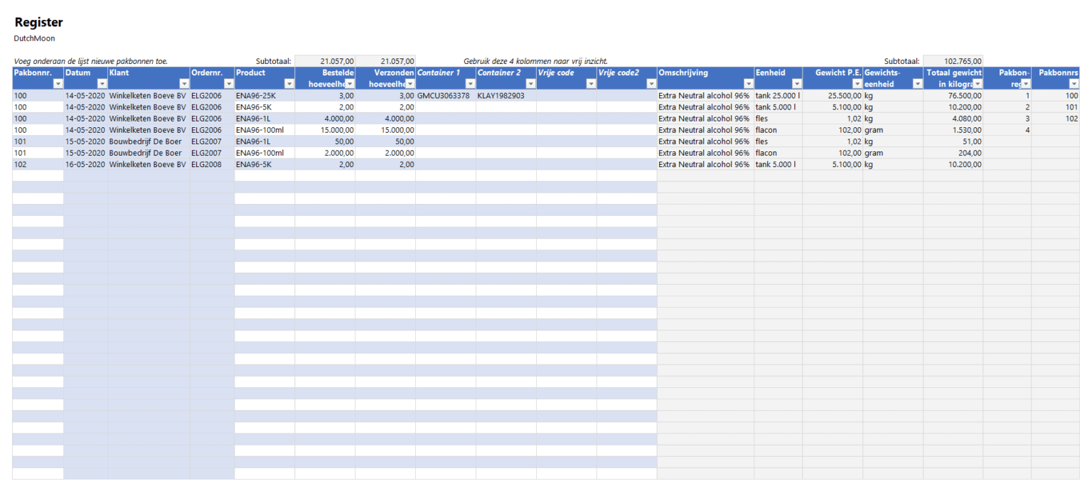 Maak snel een pakbon in Excel voor al je verzendingen (mét historie)