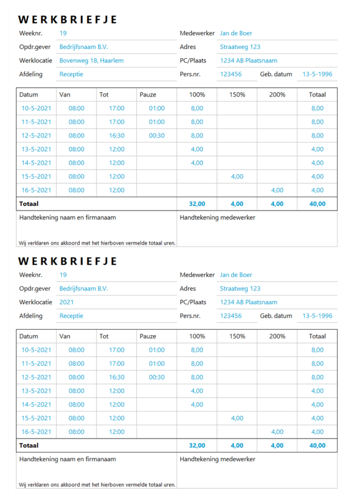Werkbon in Excel - snel en eenvoudig werkbonnen maken in Excel