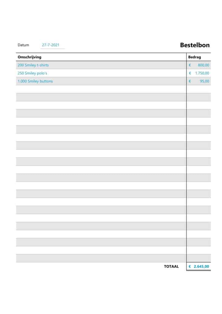 Bestelbon in Excel - snel en eenvoudig bestelformulieren maken in Excel