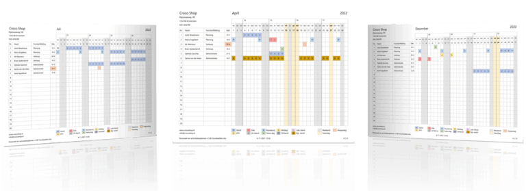 Personeel- en activiteitenplanner in Excel (per maand of per weken)