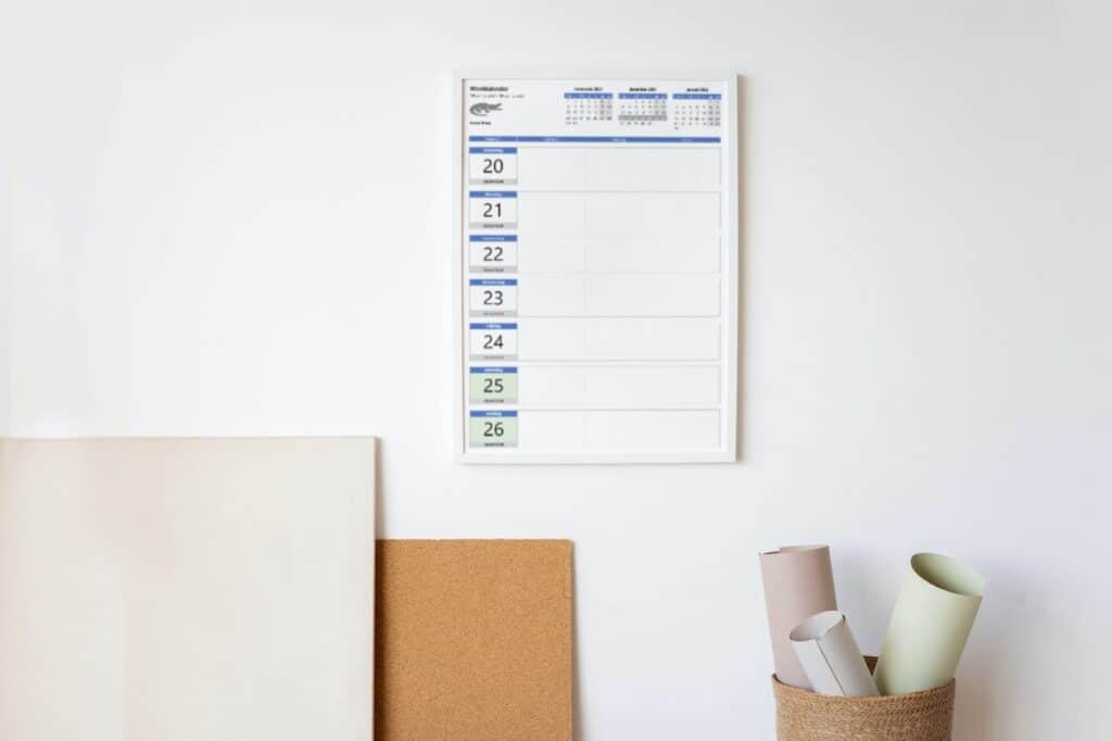 Weekkalender in Excel - kies uit 5 ontwerpen en 10 kleuren