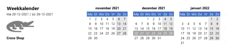 Weekkalender in Excel - kies uit 5 ontwerpen en 10 kleuren