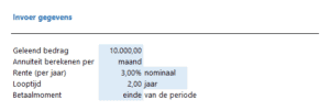 Annuïteit berekening maken in Excel Met veel instelbare opties