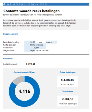 Contante waarde reeks betalingen in Excel Simpel en duidelijk