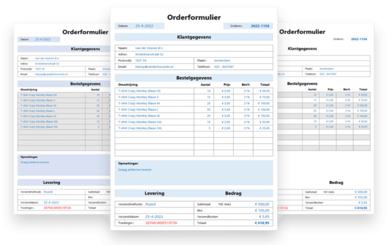 Orderformulieren in Excel - simpel bestelformulieren invullen en tracken