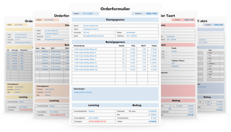 Orderformulieren in Excel - simpel bestelformulieren invullen en tracken
