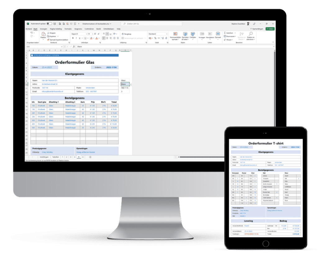Orderformulieren in Excel - simpel bestelformulieren invullen en tracken
