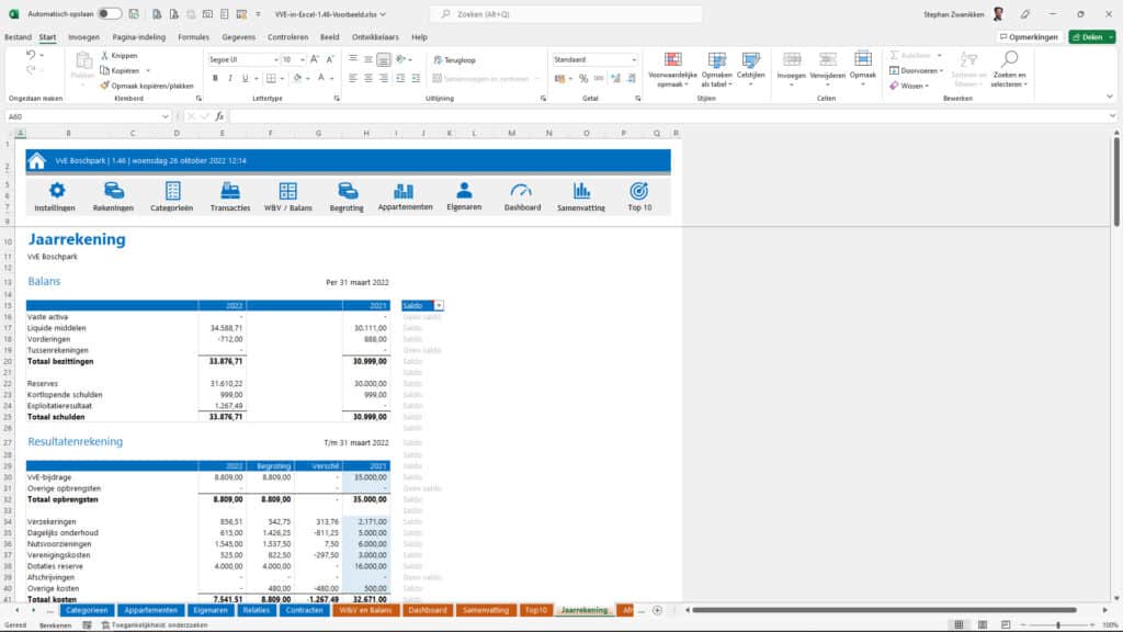 VvE in Excel - simpele Excel-tool voor Verenigingen van Eigenaren