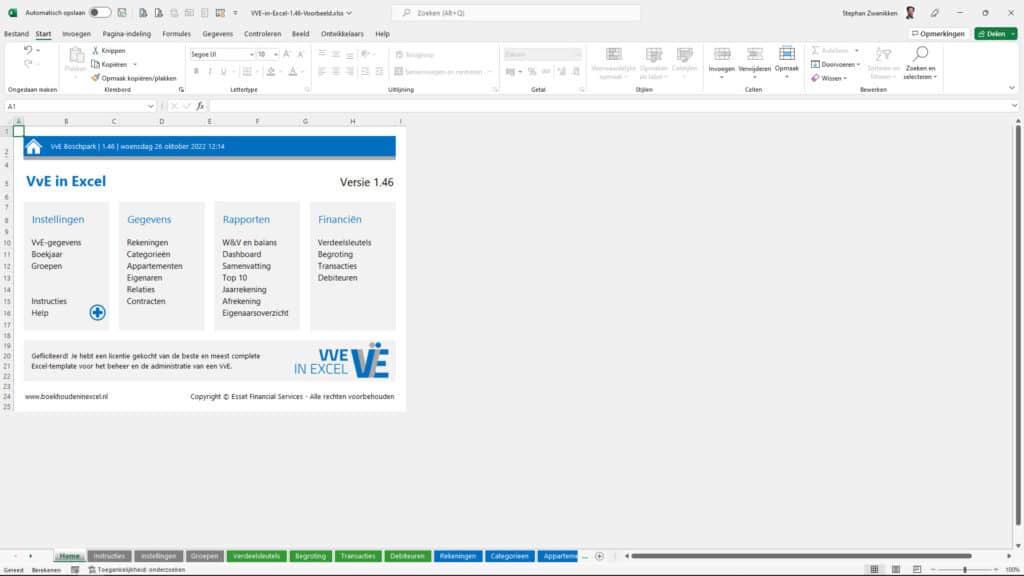 VvE in Excel - simpele Excel-tool voor Verenigingen van Eigenaren