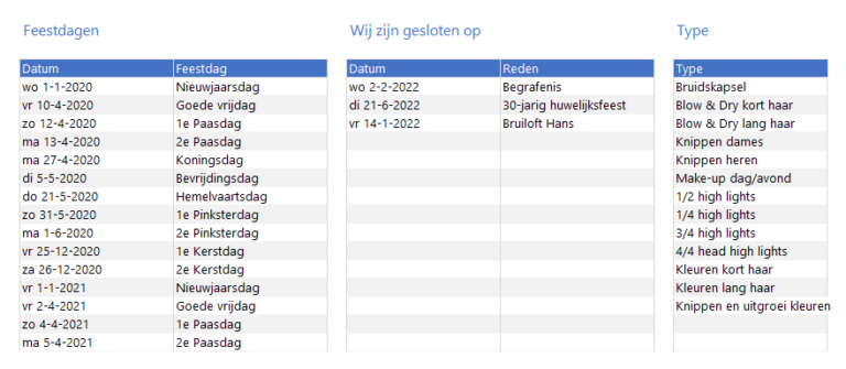 Afsprakenplanner - leg simpel je reserveringen vast in Excel