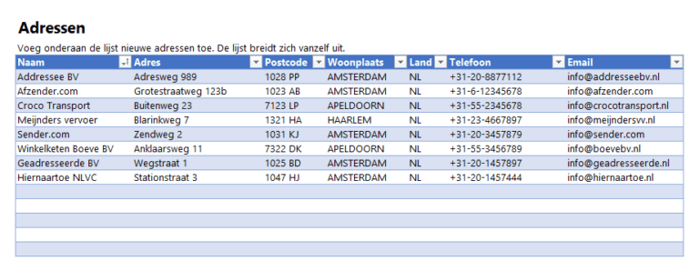 CMR vrachtbrief in Excel - Pro: inclusief historie in register