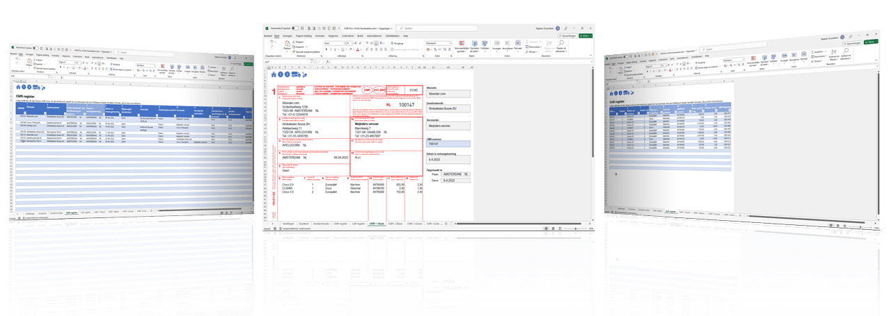CMR vrachtbrief in Excel - Pro: inclusief historie in register