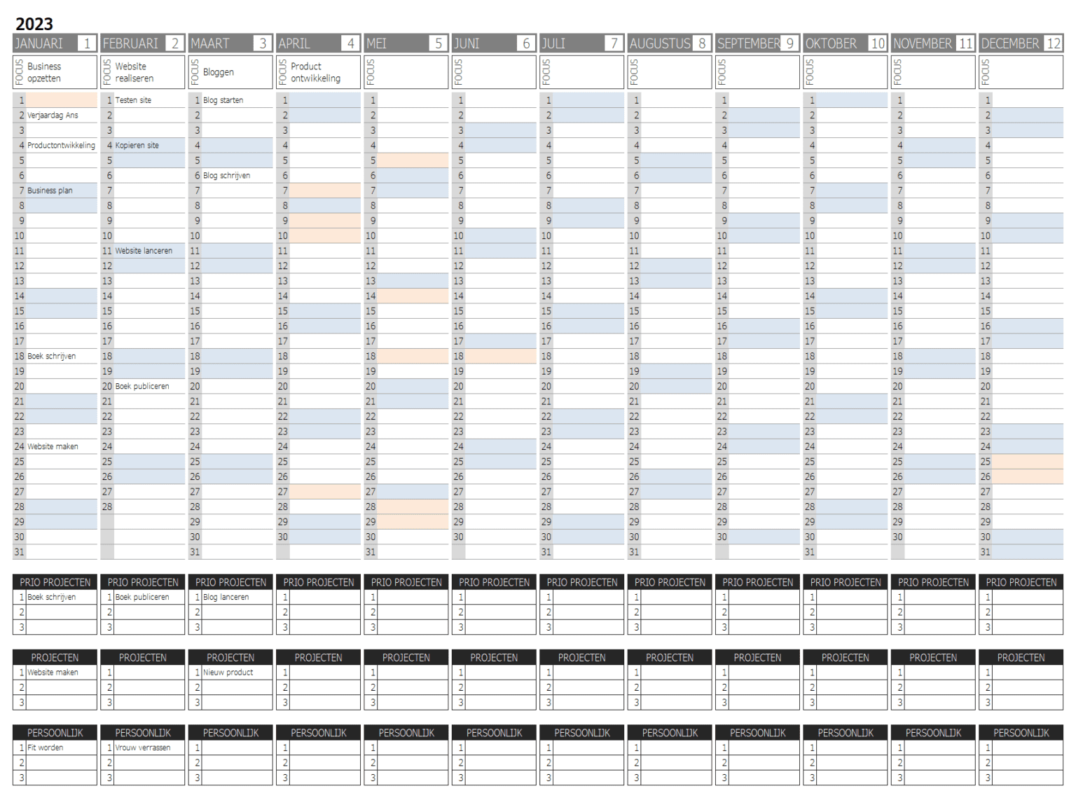 Business Planner in Excel - Pro-versie