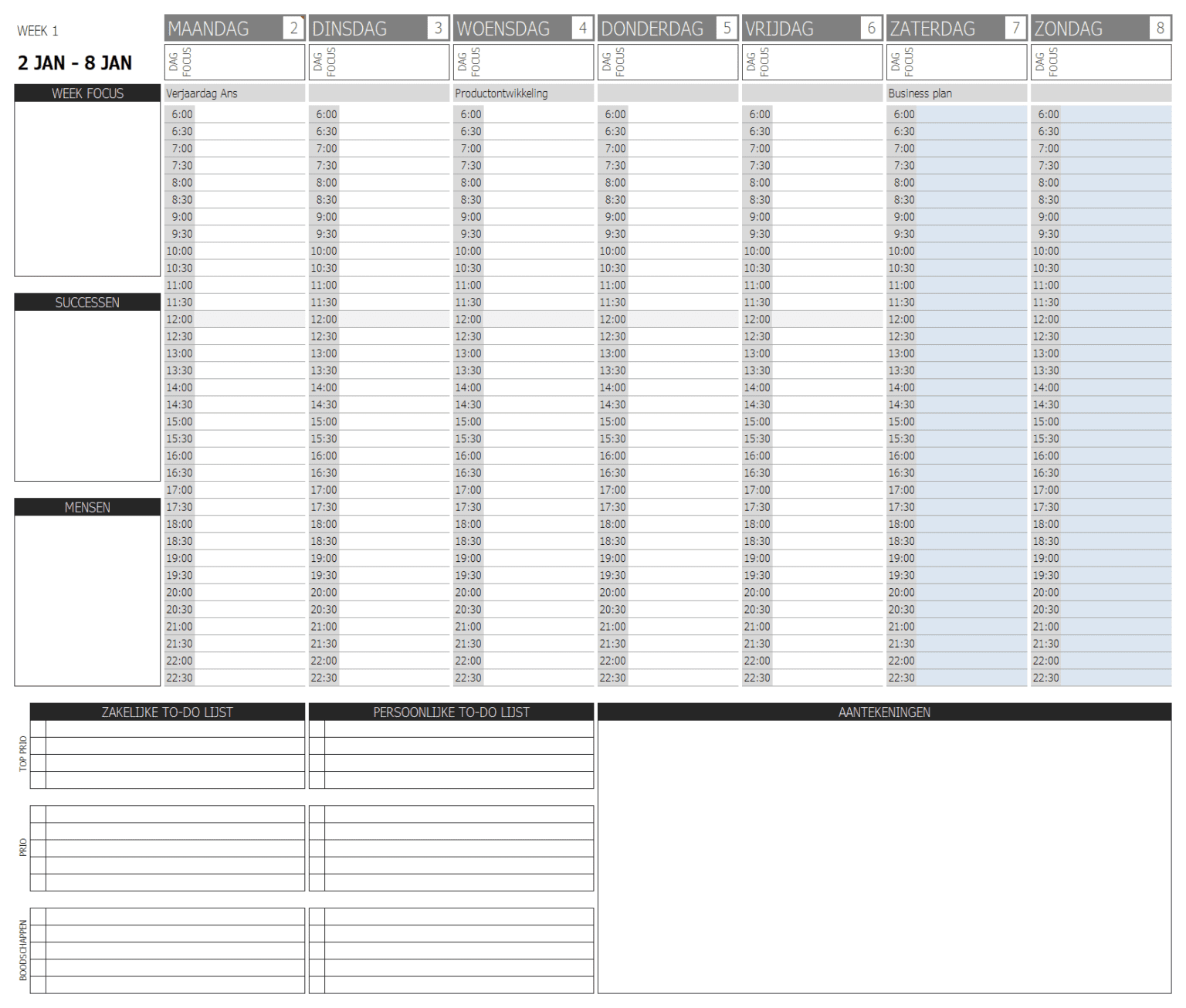 Business Planner in Excel - Pro-versie