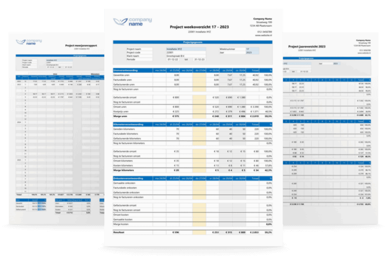 Projectadministratie in Excel - voor uren en kosten