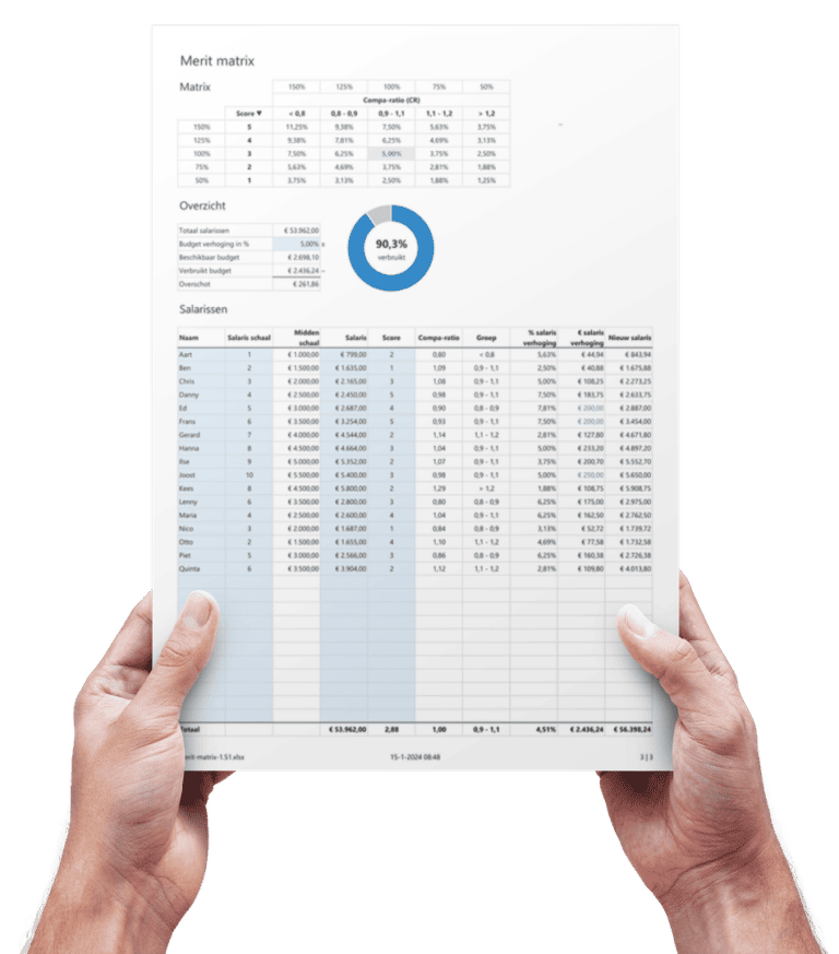 Merit Matrix - kant-en-klaar rekenmodel in Excel